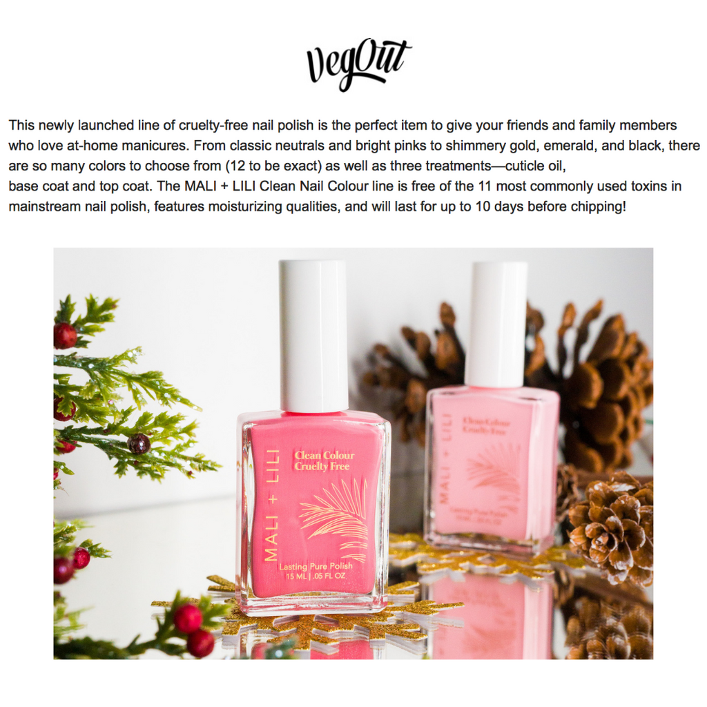 Veg Out Magazine features MALI + LILI Clean Nail Colour – Mali + Lili